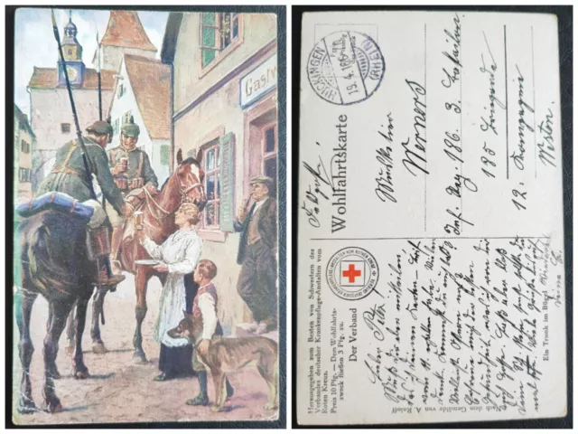 ERSTER WELTKRIEG - Deutsches Rotes Kreuz. Deutsche Kavallerie serviert ... ERSTER WELTKRIEG - Deutsches Rotes Kreuz. Deutsche Kavallerie serviert ...