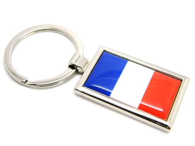 FRANCE BADGE KEYRING Key Ring Rectangular Metal Flag Gift EUR 5,76 ...