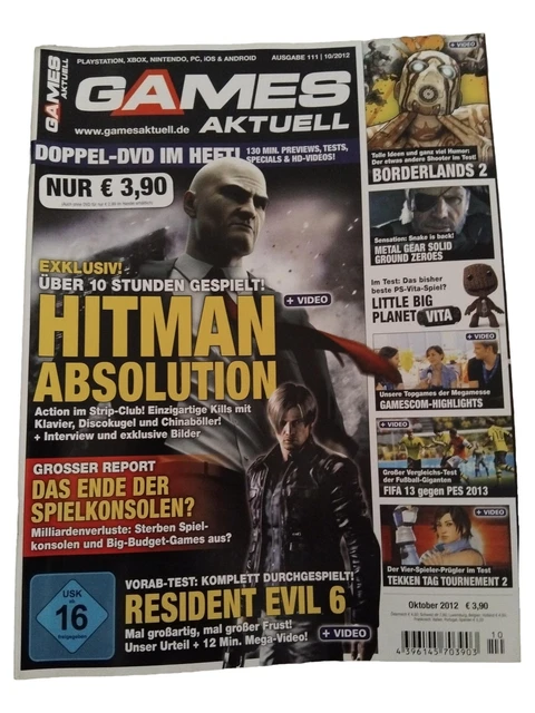 GAMES AKTUELL 111 10/2012 Hitman Absolution Resident Evil 6 Borderlands ...