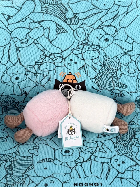 JELLYCAT AMUSEABLE PINK&WHITE Marshmallows Bag Charm Keyring With Tags ...