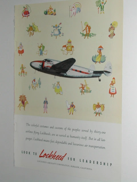 1940 LOCKHEED ADVERTISEMENT, Lockheed Lodestar airplane, color photo $5 ...