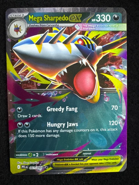MEGA SHARPEDO EX 061/094 Double Rare Phantasmal Flames Pokemon (English ...