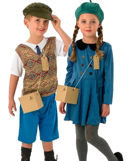 CHILD WORLD WAR 1940s Wartime Fancy Dress Costume Kids 40's Historical ...