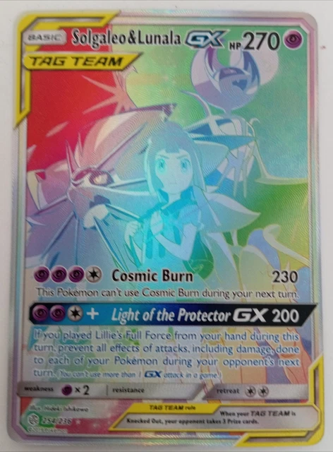 CARTE À COLLECTIONNER Pokémon Solgaleo & Lunala GX secrète rare éclipse cosmique 254/236 TC1 EUR ...
