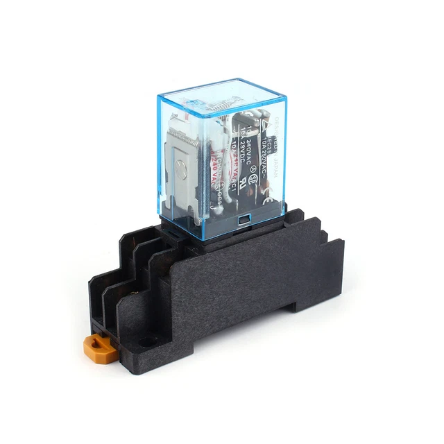 240V AC 8 Pin Coil General Purpose Relay DPDT and Socket Base LY2NJ 10A ...