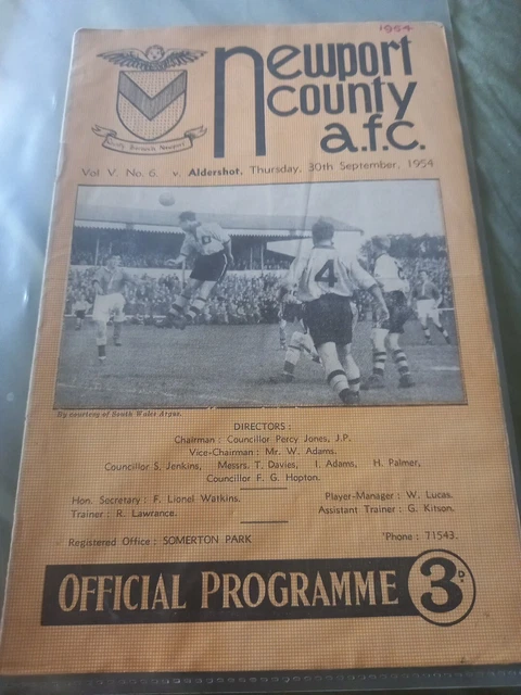NEWPORT COUNTY V Aldershot 1954/55 Football Programme £5.00 - PicClick UK