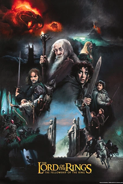 THE FELLOWSHIP OF The Ring Poster RARE Ian Mckellen Elija Wood 24x36 £ ...