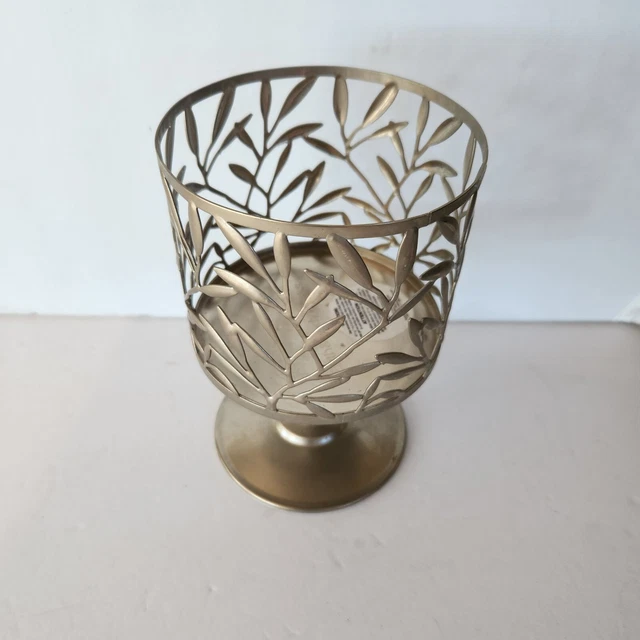 BATH & BODY Works Silver Vines Leaf Design Pedestal Candle Holder 6.5 ...