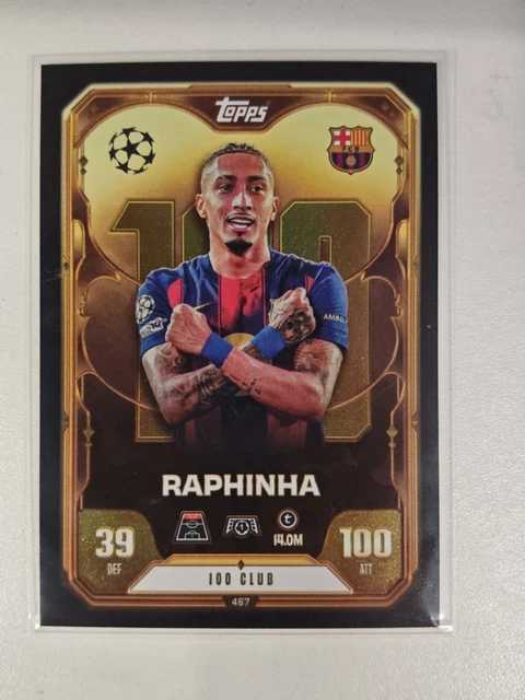 TOPPS UEFA CHAMPIONS League 2025-26 Raphinha Card #467 100 Club Fc ...