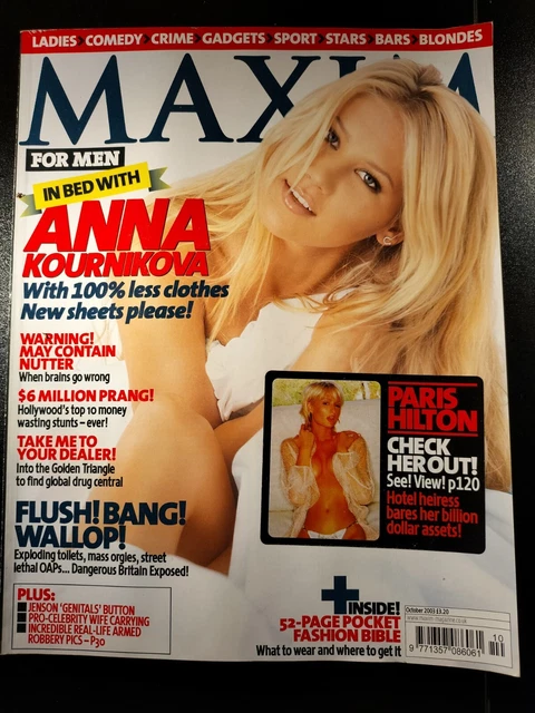 MAXIM MAGAZINE OCTOBER 2003 (666) Anna Kournikova Paris Hilton Michaela Adriana £4.49 - PicClick UK