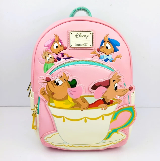 LOUNGEFLY DISNEY PRINCESS Cinderella Pink Gus and Jaq Teacup Mini ...