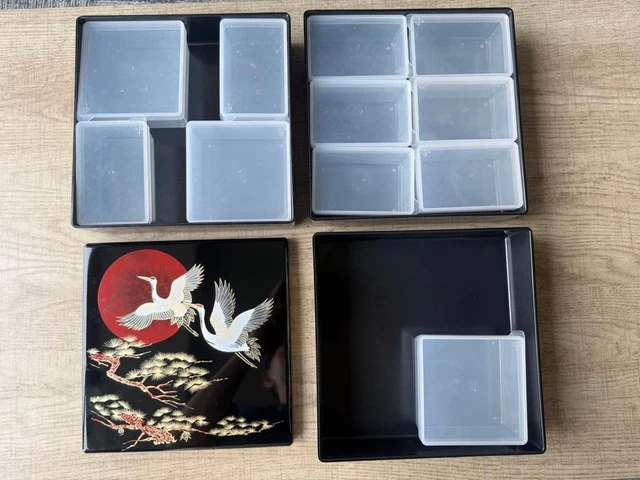 BOÎTE À BENTO noire Jubako 3 niveaux avec séparateurs vaisselle ...