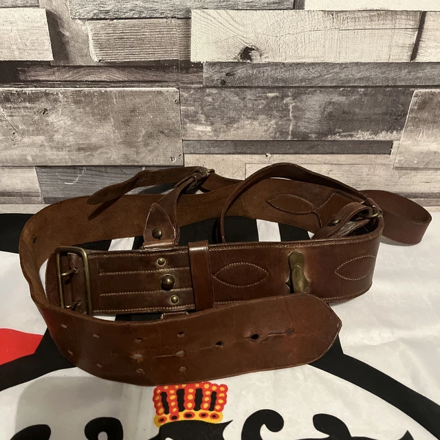 ORIGINAL BRITISH WW2 Leather Brass SAM BROWN BELT Cross Strap Mens ...