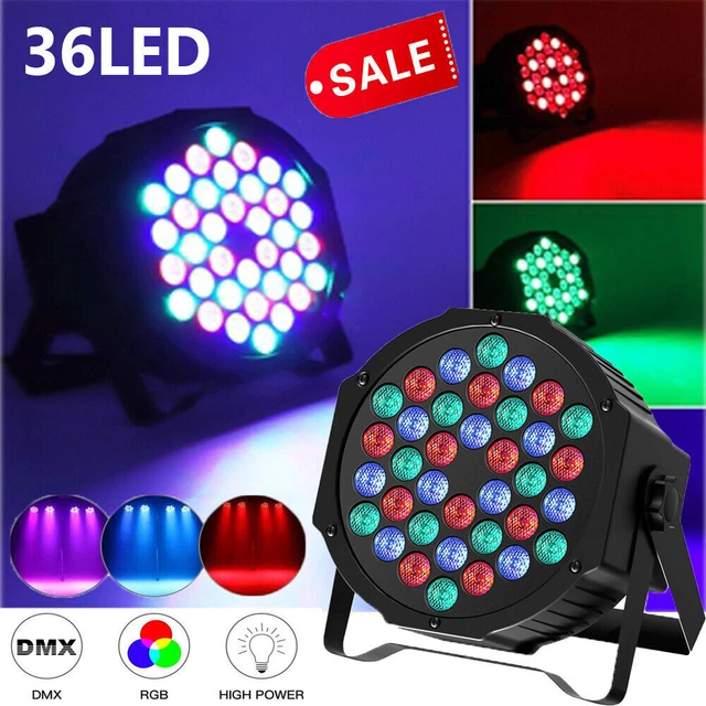 4X 36 LED Stage Lights RGB Par Can Flat DMX512 DJ Disco Bar Uplighter ...
