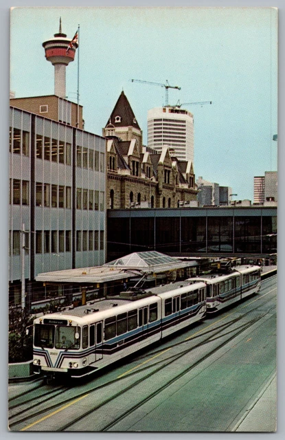CALGARY ALBERTA TRANSIT 1981 View South Corridor LRT Duwag U-2 Postcard ...