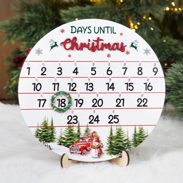 10.5'' WOODEN CHRISTMAS Countdown Advent Calendar 2025 Day Until Xmas ...