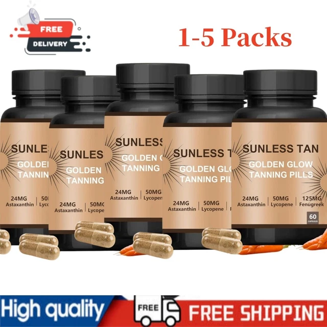 TANNING VITAMIN CAPSULES-SUNLESS Tan-Golden Glow Tanning Pill 60-300PCS ...