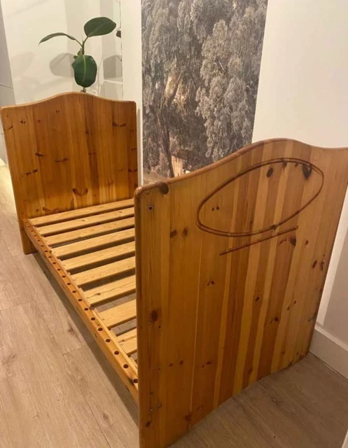 WOODEN COT BED With Side Railing £37.10 - PicClick UK