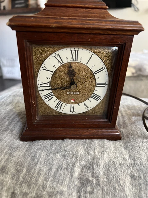 VINTAGE SETH THOMAS Buckingham Mantle Clock Roman Numeral Face Made In ...