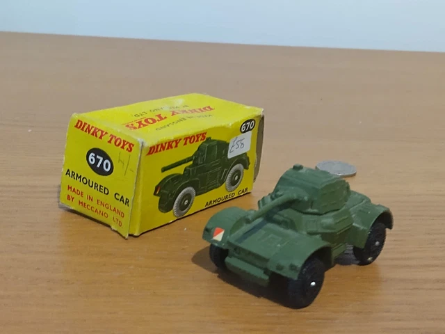 VINTAGE DINKY TOY 670 Daimler Armoured Car Scout Meccano Army Original ...