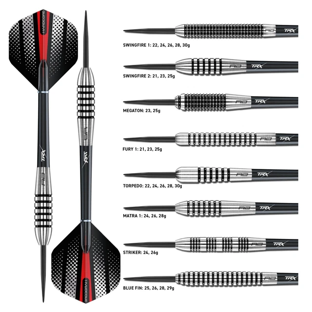 RED DRAGON FLIGHTMASTERS Tungsten Darts Set 21g,22g,23g,24g,25g,26g,28g ...