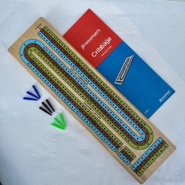 CRIBBAGE BOARD SURE Lane Wood Continuous 3 Track Pressman Model 1011 ...