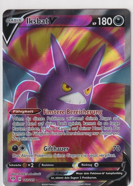 POKEMON CARTE FLAMING Ténèbres Numéro 182/189 Iksabat V Fullart ...