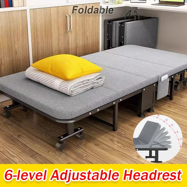 PORTABLE FOLDING GUEST Bed Adjustable Single Sleeper Bed with Mattress ...