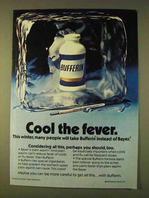 1979 BUFFERIN PAIN Reliever Ad - Cool the Fever $19.99 - PicClick