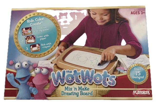THE WOT WOTS Mix n Make Drawing Board Playskool Hasbro Crayon Rub Hand ...