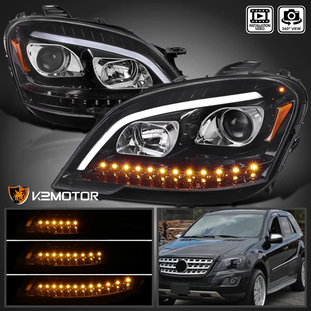 JET BLACK FITS 2009-2011 Benz W164 ML320 LED Seq Signal Projector ...