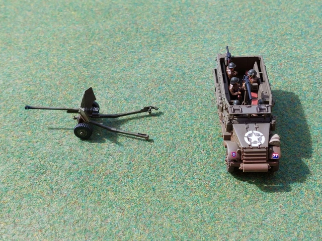 BUILT & PAINTED 1/72 M3 half track & 6pdr 6 pounder anti-tank gun £20. ...