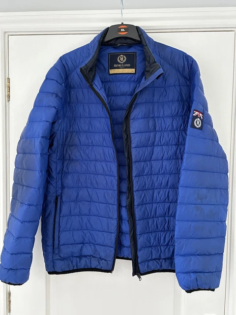 HENRI LLOYD MEN’S Down & Feather Lightweight Blue Puffer Zip-Up Jacket ...