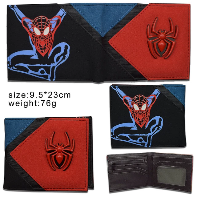 SPIDER-MAN LOGO PU short Bi-fold wallets with ID card holder coin purse ...