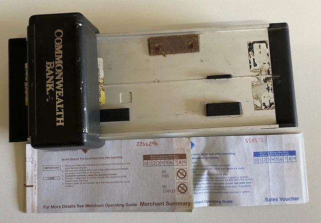 MANUAL CREDIT CARD Machine Commonwealth Bank Numbered Sales & Merchant ...