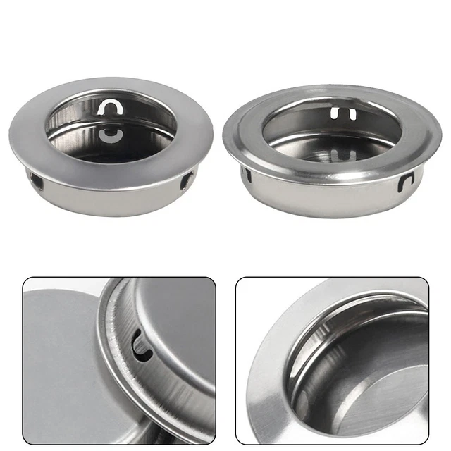 STAINLESS STEEL CIRCULAR Recessed Door Handle Set Round Pocket Door ...