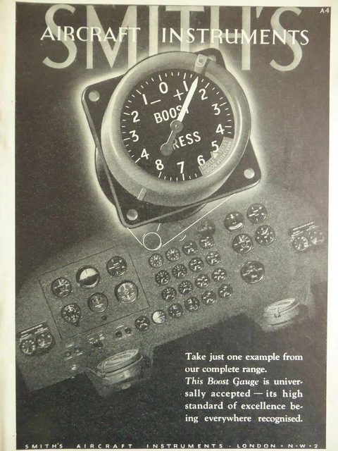 8/1941 PUB SMITHS Aircraft Instrument Boost Gauge Original Ad EUR 10,00 ...
