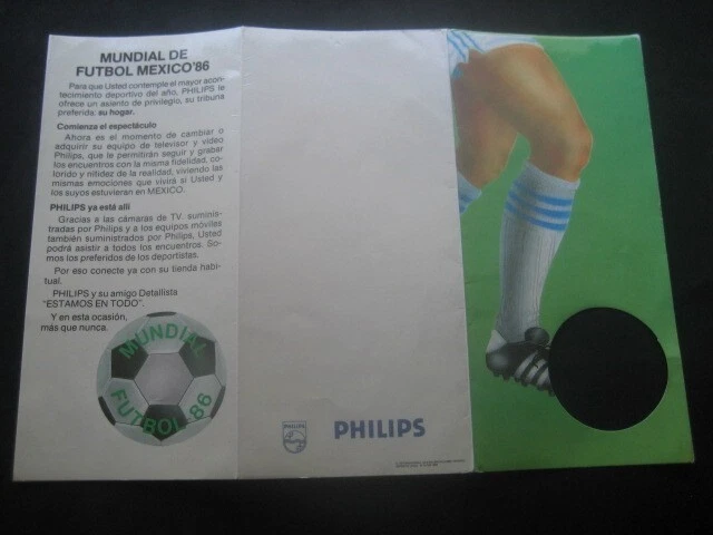 TRIPTICO CALENDARIO MONDIALE Calcio Messico 1986. Pubblicità PHILIPS ...