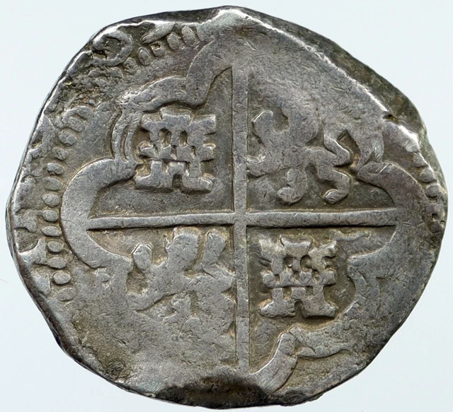 GRADE 2 OLD Silver Treasure Coin 1618-1622 P-T 8 Real Bolivia Cob NGC ...
