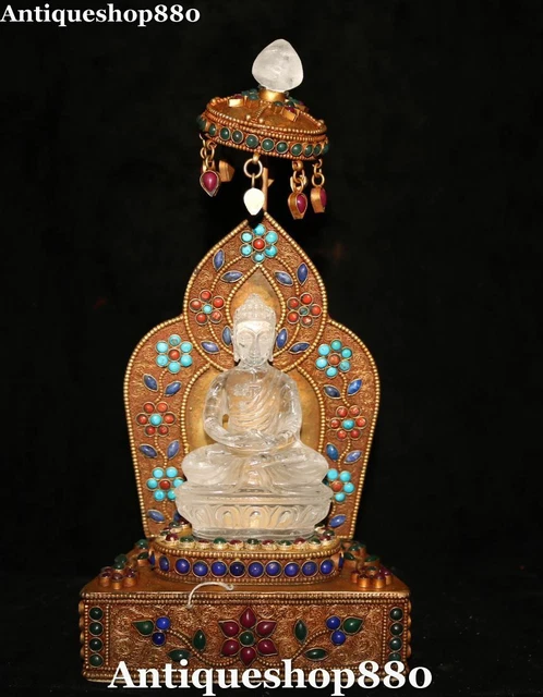 STATUE DE AMITABHA en cristal naturel Shakyamuni en or en filigrane d'argent EUR 1.140,00 ...