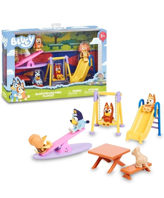 BLUEY DELUXE PARK Themed Playset Toy with 5 Figures and Accessories New ...