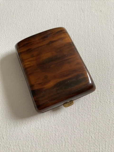 ANTIQUE BAKELITE ART Deco Faux Tortoise Shell Match Holder / Vesta Case ...