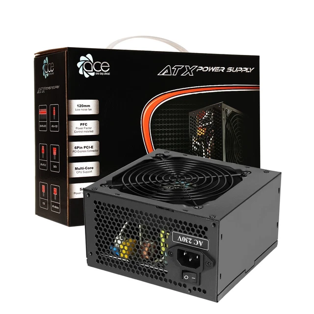 ACE 750W PSU PC Power Supply Unit Quiet 120mm Fan ATX 8pin 12V 8-Pin ...