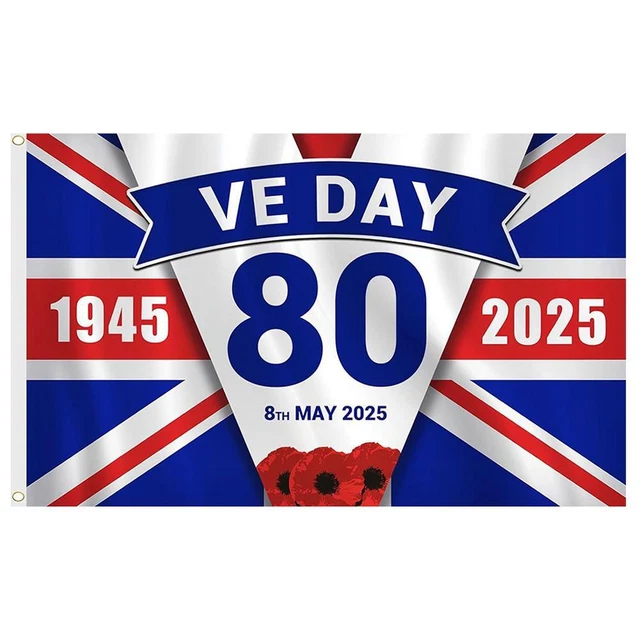 VE DAY 80TH Anniversary Flag 3'' X 5'' May 8, 2025 D4T6 D5H8 £6.85 ...