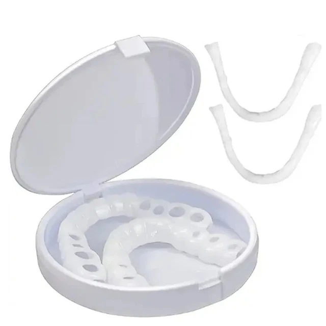 SNAP ON UPPER＆BOTTOM Set False Teeth Dental Veneers Denture Tooth Cover ...