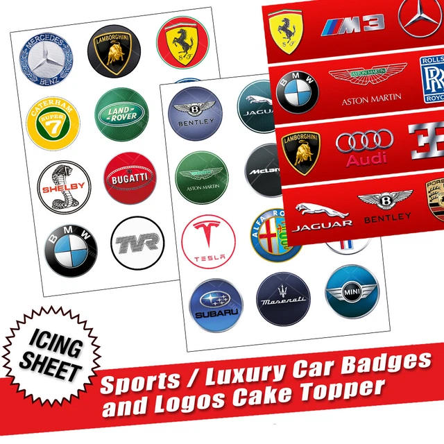 SPORTS LUXURY CAR Cup Cake Logos Badges Decoration Edible Icing Print £ ...