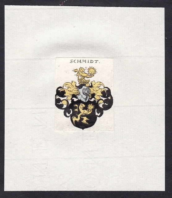 SCHMIDT ARMOIRIES COAT Of Arms Blason Héraldique Heraldry Gravure sur ...
