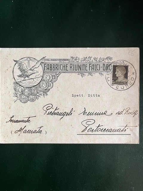 CARTOLINA DRONERO - Testatina Fabbriche Riunite Falci - Viaggiata 1937 ...