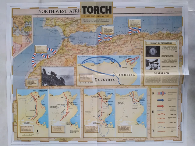 TORCH WW2 CAMPAIGN Map Wallchart by Marshall Cavendish Published 1994 £ ...