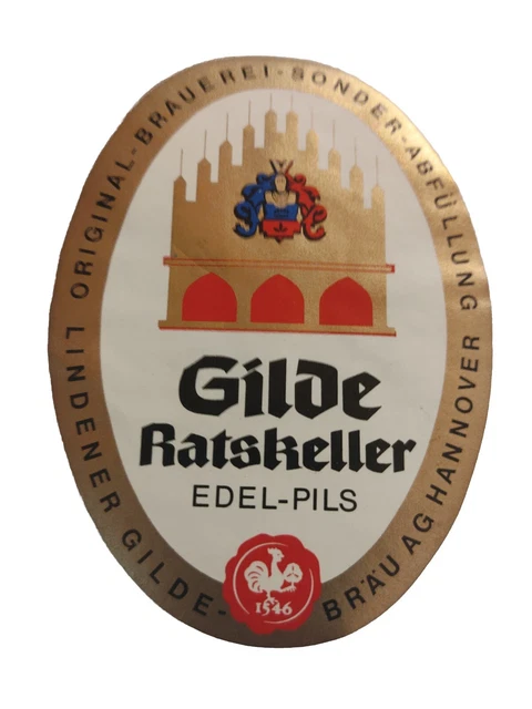 BIERETIKETT / LINDENER Gilde Bräu Ag Hannover / Gilde Ratskeller Edel ...
